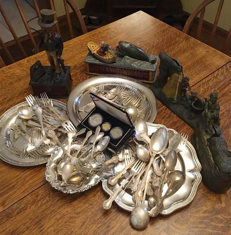Sterling Silver, Flatware, and Cast Iron Mechanical Banks | Raymond's ...